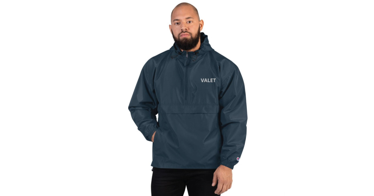 Navy Valet Jacket with White Wording